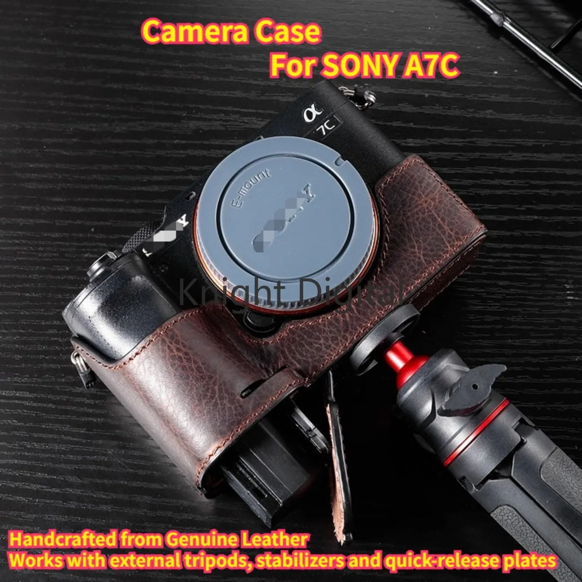 For SONY A7C Camera Bodysuit Genuine Leather Camera Case Handle Half ...