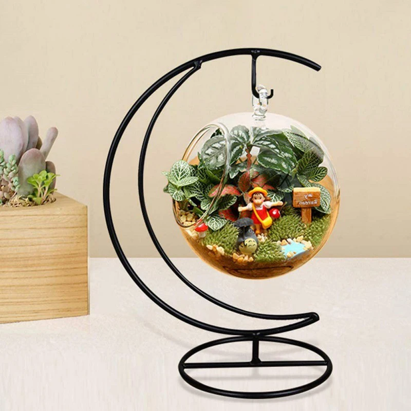 Hanging-Plant-Terrarium-Metal-Stand-Tabletop-Display-Stand-Decoration ...