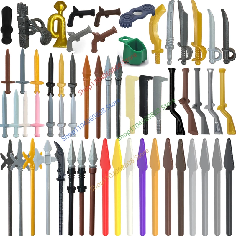 Medieval Military Soldier Accessories Building Block Knight Spear Sword ...