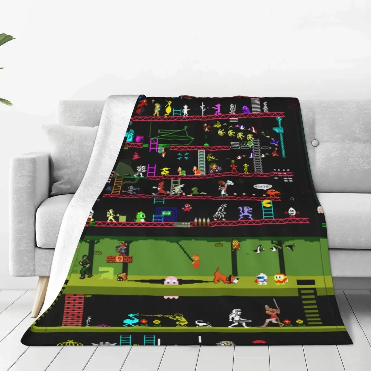 50 Video Game Knitted Blanket Arcade Game Collage FC Console Plush ...