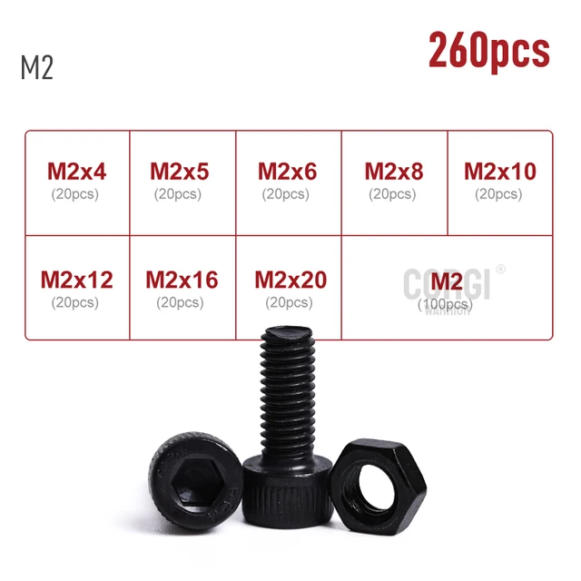 M2 M3 M4 M5 Hex Socket Screw Set 260/300/415/720 Pcs Round Cap Head ...