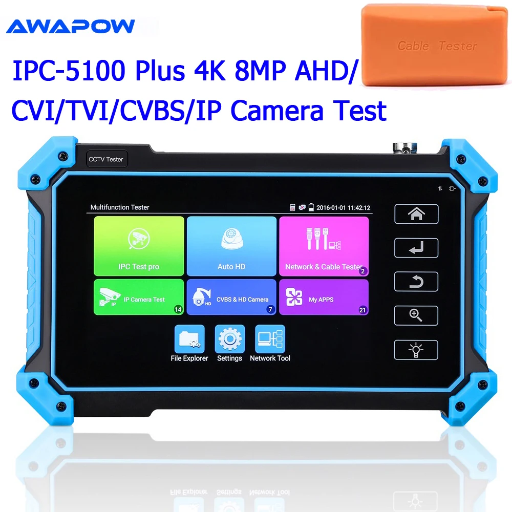 Awapow probador de cámara CCTV IPC 5100 Plus, 5 pulgadas, 8MP, AHD, CVI ...