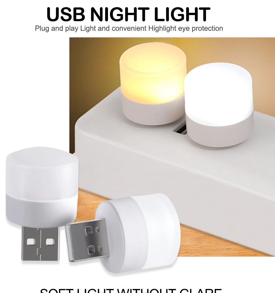 5 Pcs USB LED Stecker Lampe 1W Super Helle Augenschutz USB Buch Licht Computer Mobile Power Lade USB LED Nachtlicht AliExpress
