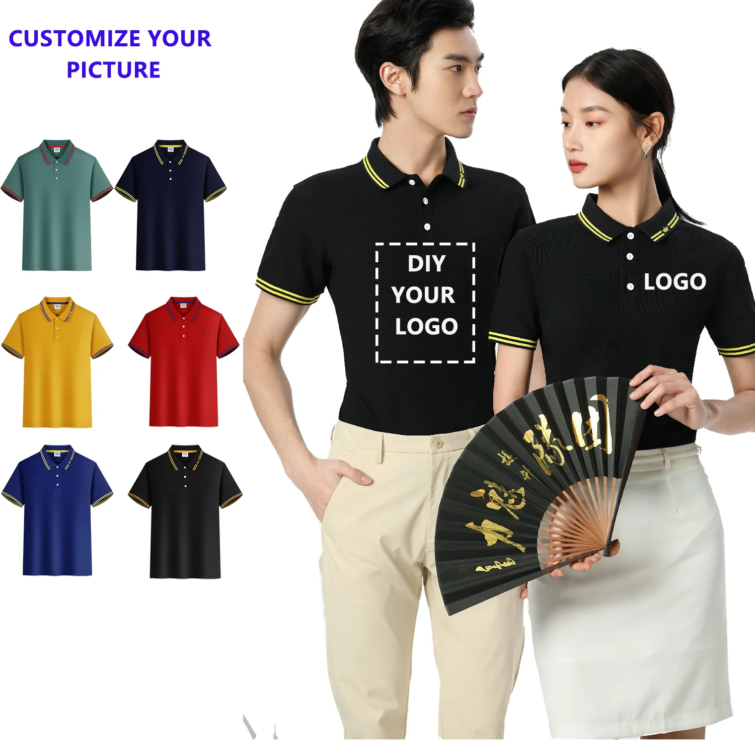 Customized-Printed-Logo-Smart-Casual-Short-Sleeve-Cotton-Lapel-Polo ...