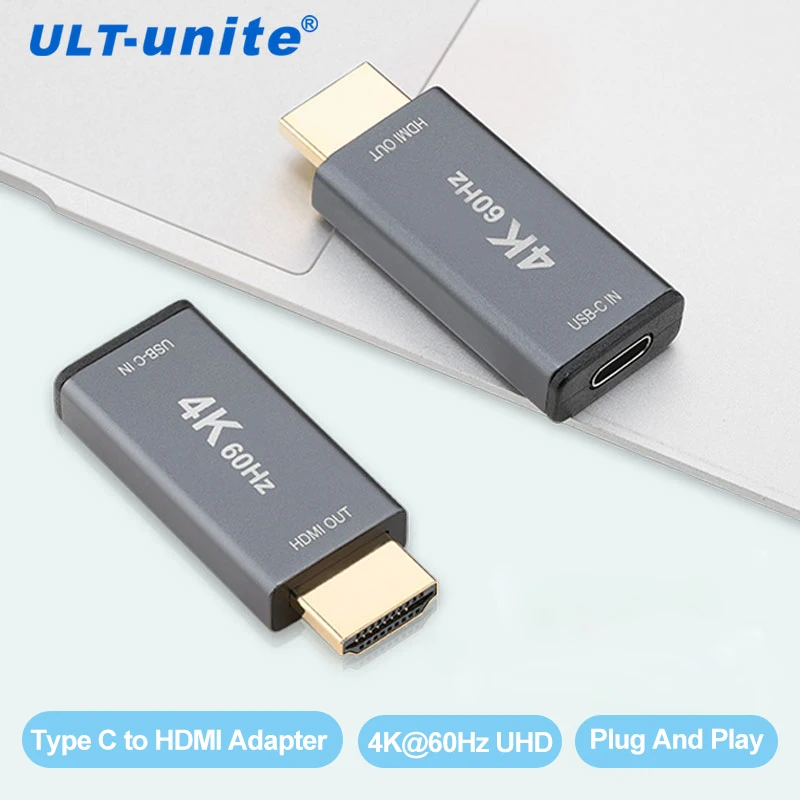 Ult-unite 4k@60hz Type C To Hdmi Male Adapter Usb-c Female Adapter ...