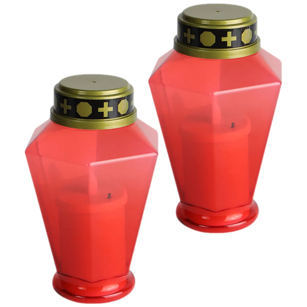 2-Pcs-LED-Cemetery-Light-Lamp-Decor-Outdoor-Decorations-Plastic ...