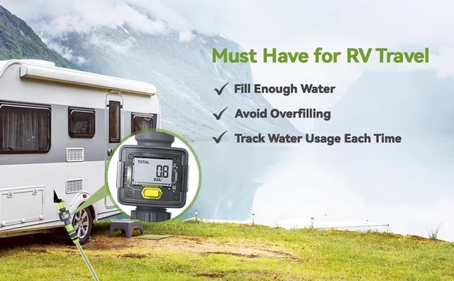Digital Water Flow Meter RV Water Meter For Outdoor Garden Hose ...