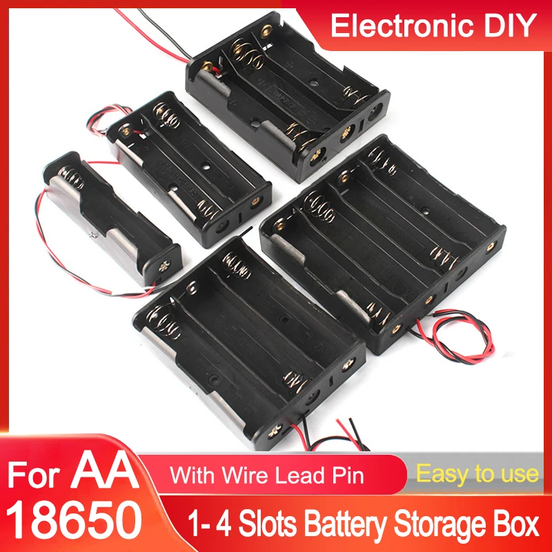 DIY Plastic 18650 Battery Box Storage Case 1 2 3 4 AA 18650 Power Bank ...