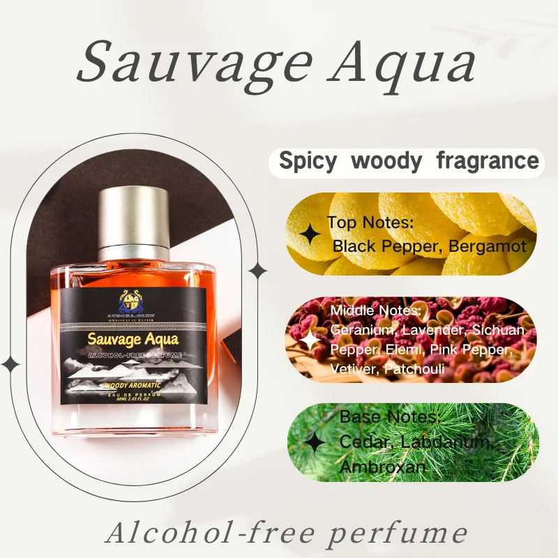 Alcohol-Free Sauvage Aqua EDP Men's Cologne Spicy Woody Fragrance with ...