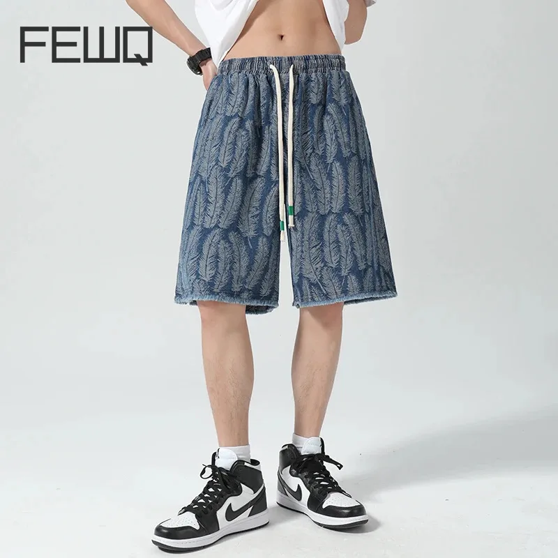 FEWQ-Men-s-Denim-Shorts-Summer-Loose-Straight-Leg-American-Fashion ...