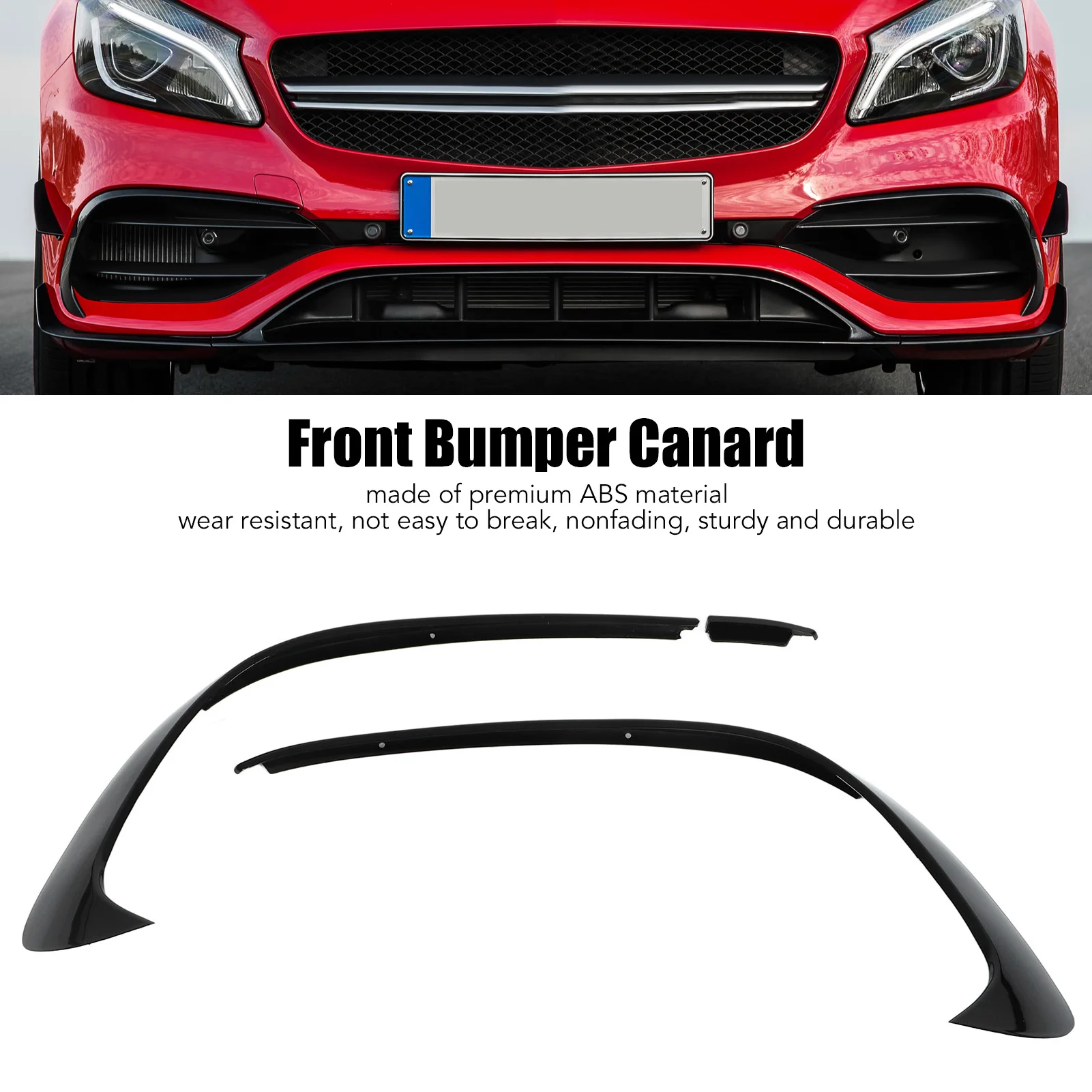 3pcs-Glossy-Black-Front-Bumper-Spoiler-Splitter-Trim-Replacement-for ...