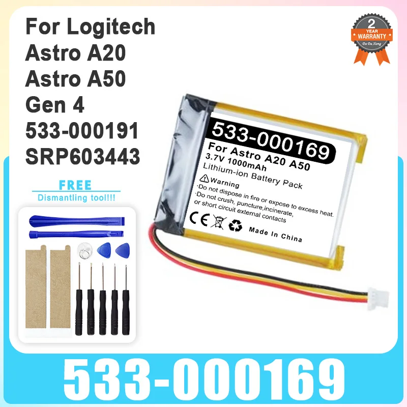 New Replacement Battery For Logitech Astro A20 A50 Gen 4 2016 Gen4 2019 ...
