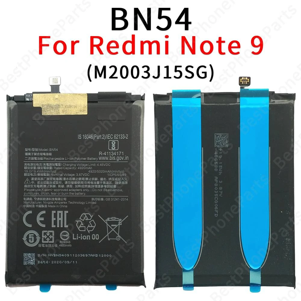 Battery-For-Xiaomi-Redmi-Note-9-M2003J15SG-Bateria-Li-ion-BN54-Spare ...