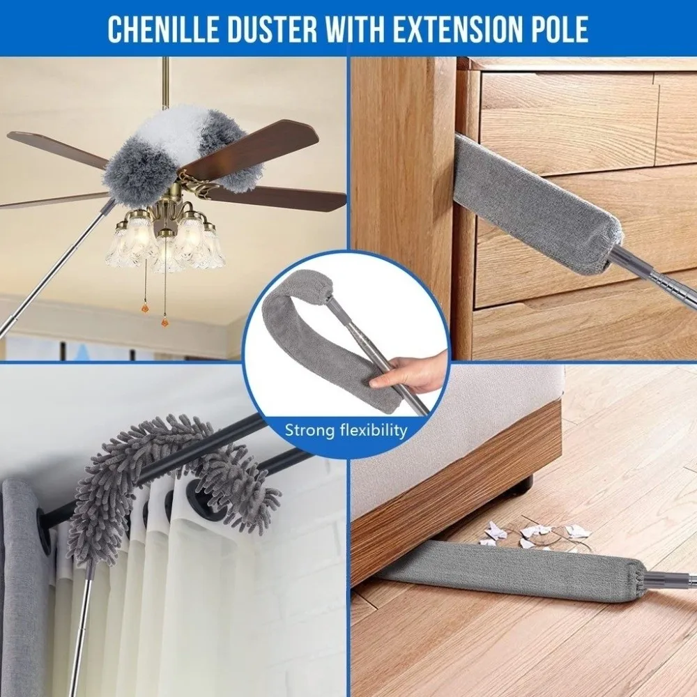 Cobweb Removal Microfiber Duster Kit Washable Dust Removal Ceiling ...