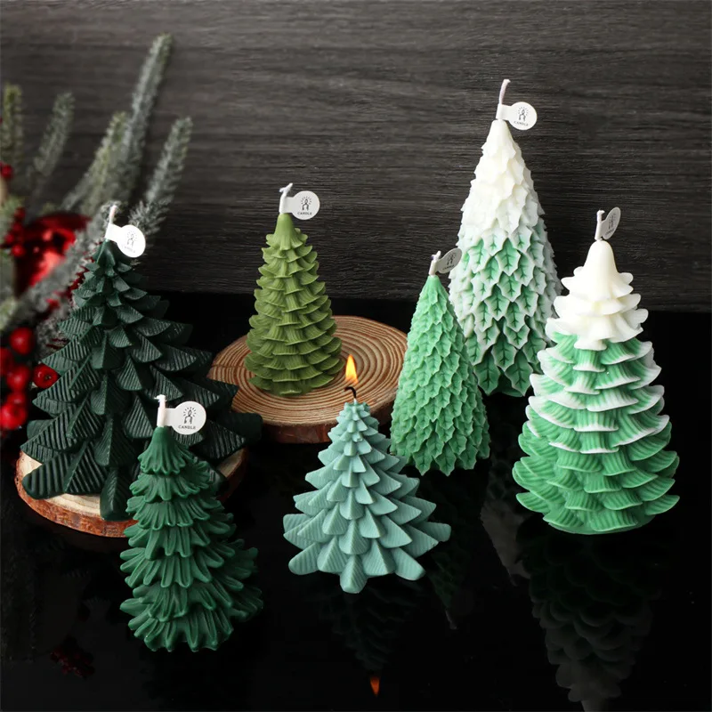 3D Christmas Tree Candle Molds Silicone Pine Tree Silicone Mold for ...