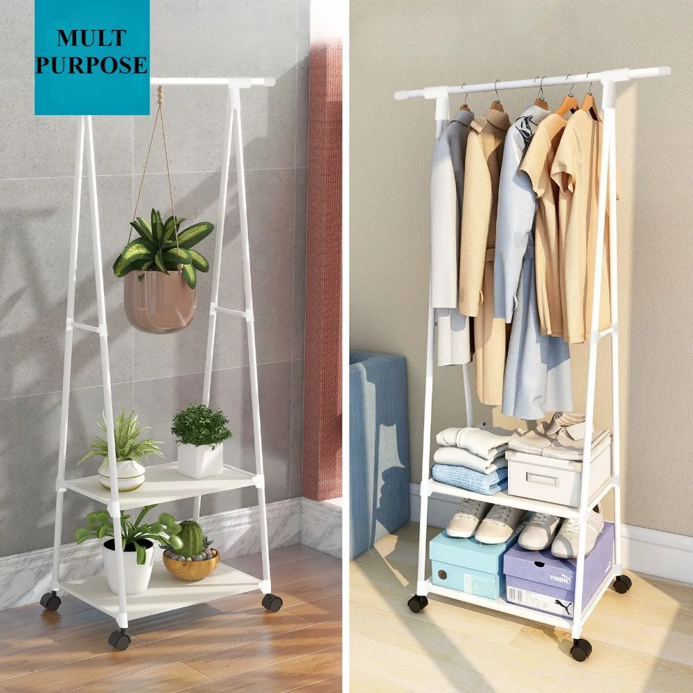 Floor-Standing-Coat-Rack-Triangle-Pulley-Clothes-Racks-With-Wheels ...