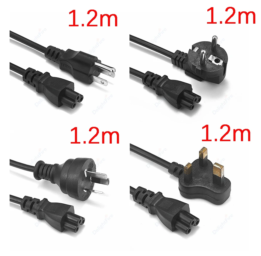 C5 Power Supply Cable 1.2m EU US USA AU UK Plug Laptop Extension Cable ...