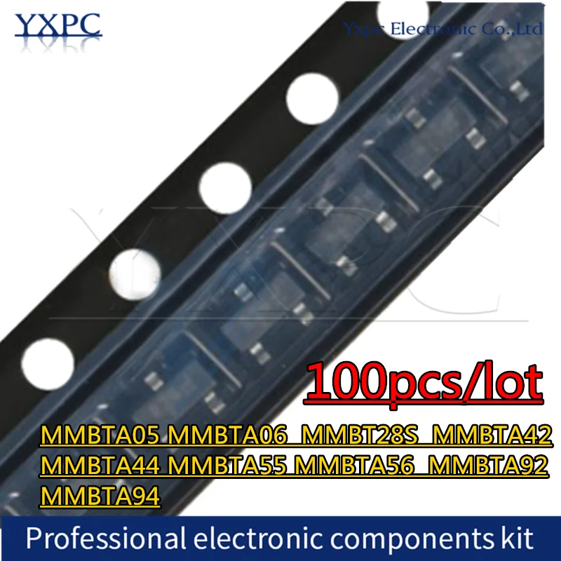 100pcs-MMBTA05-1H-MMBTA06-1G-MMBT28S-M28S-MMBTA42-1D-MMBTA44-3D-MMBTA55 ...