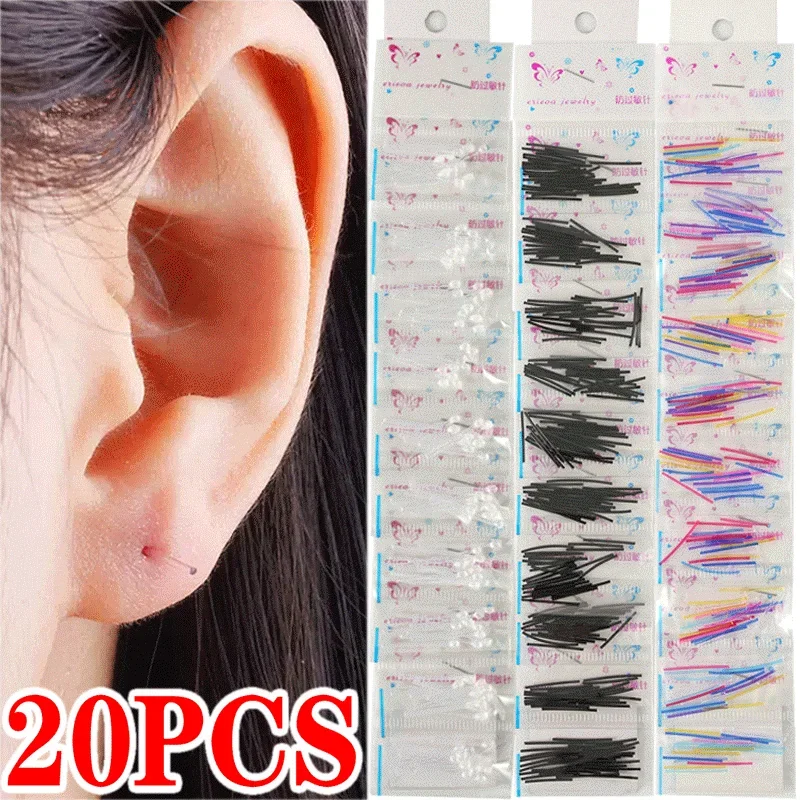 20PCS-Fashion-Black-Transparent-Color-Ear-Stick-Plastic-Hypoallergenic ...