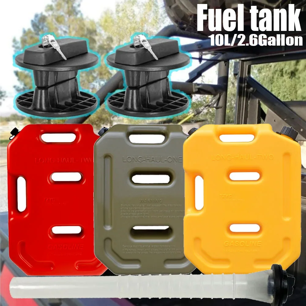 10L Portable Gasoline Diesel Fuel Tank with Refueling Pipe 5 Gallon SUV ...