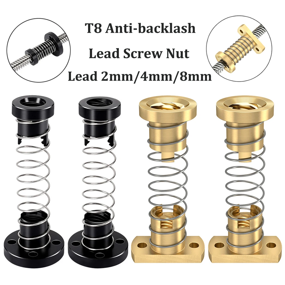 2 Sets T8 Anti backlash Lead Screw Nut Brass POM Lead 2mm 4mm 8mm For ...