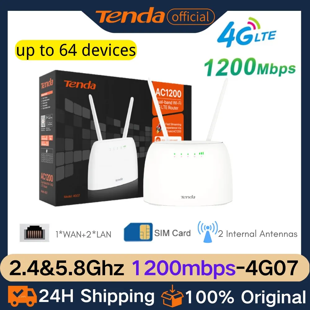 Tenda Roteador sem fio com cartão SIM, 4G LTE, CAT4, 150Mbps, AC1200 ...