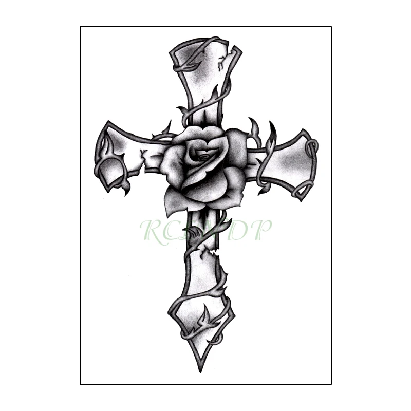 Cross With Roses Drawing