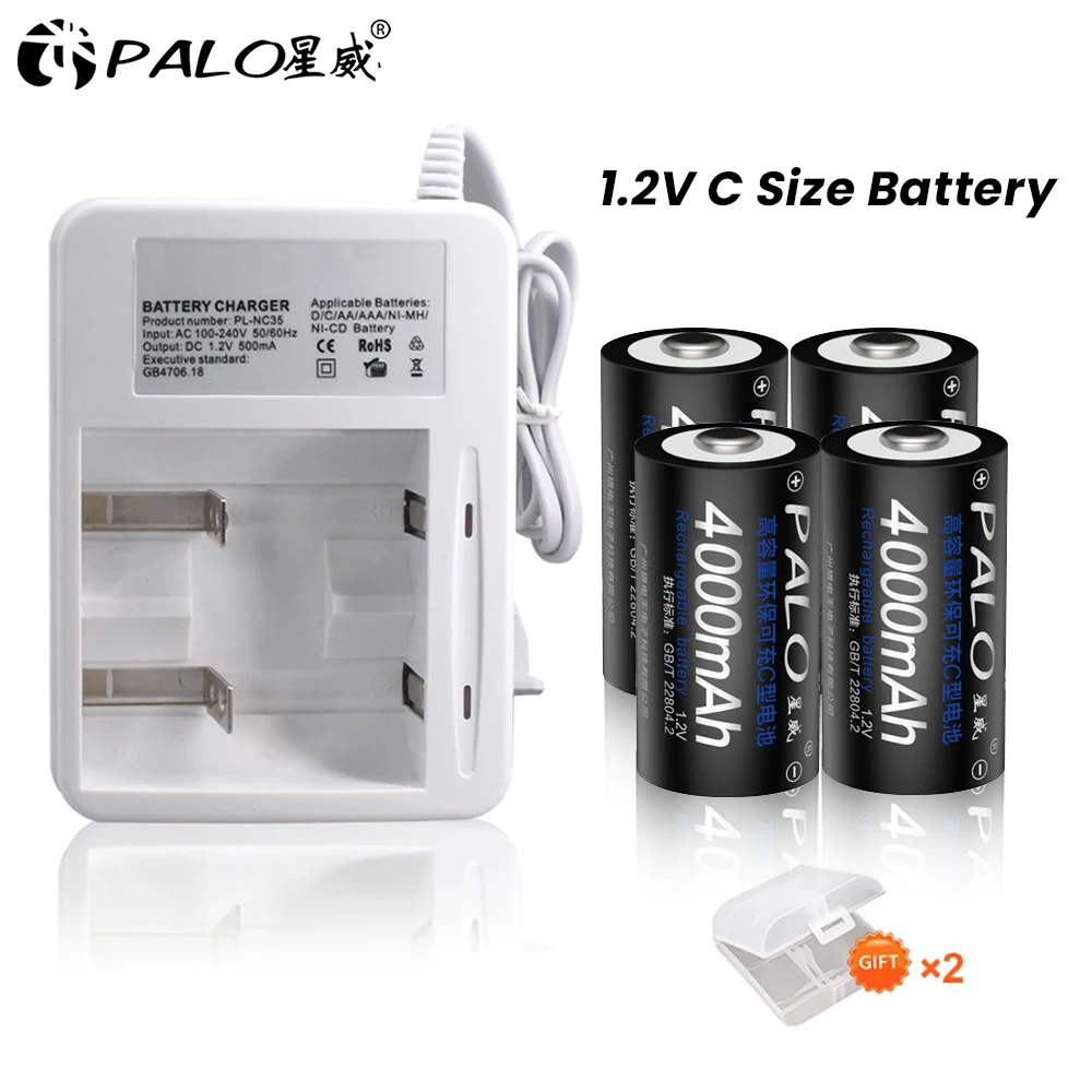 PALO-2-8pcs-1-2V-C-Size-Rechargeable-Battery-4000mAh-NI-MH-Batteries ...