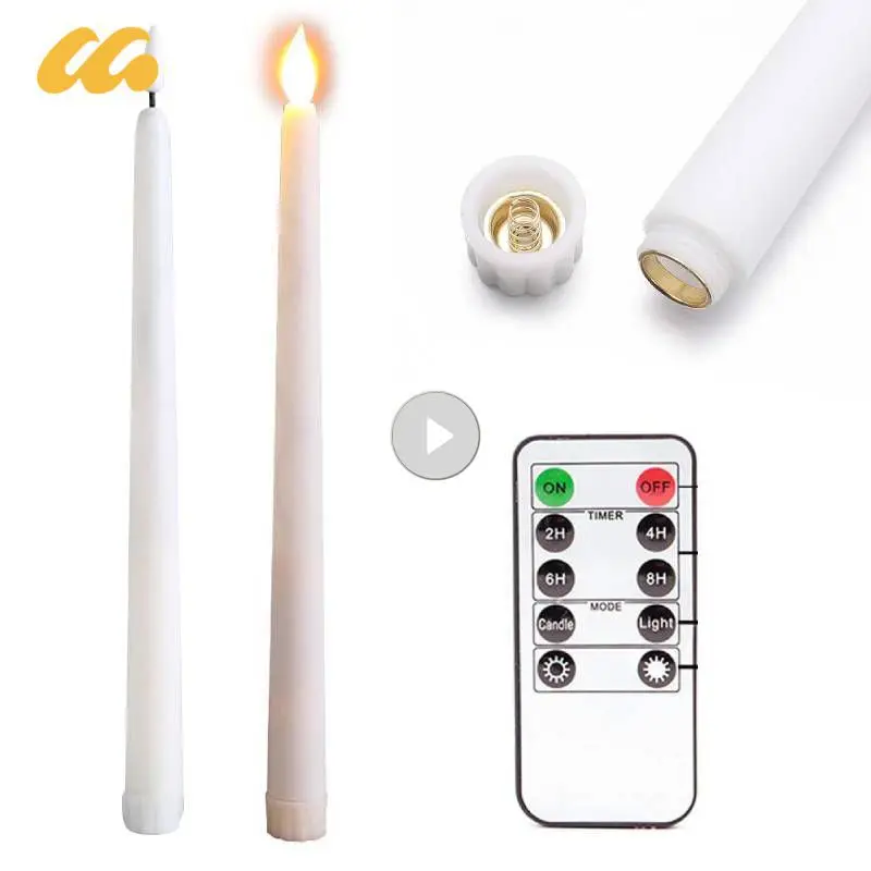 Christmas-LED-Long-Candle-Light-Remote-Control-Flame-Lamp-Warm-White ...