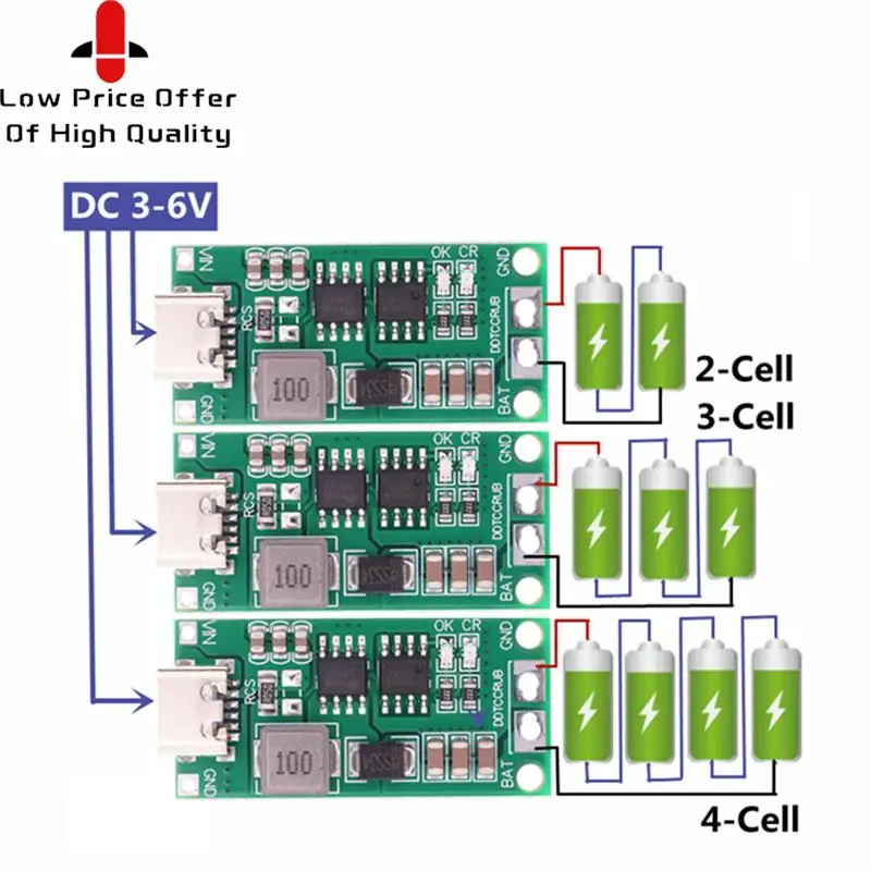 Multi-cell 2s 3s 4s Type-c To 8.4v 12.6v 16.8v Step-up Boost Lipo ...