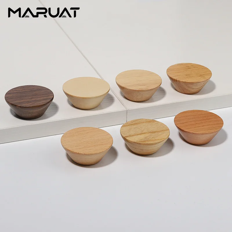 Round Knob Handle Solid Wood Wardrobe Cabinet Door Drawer Cabinet ...