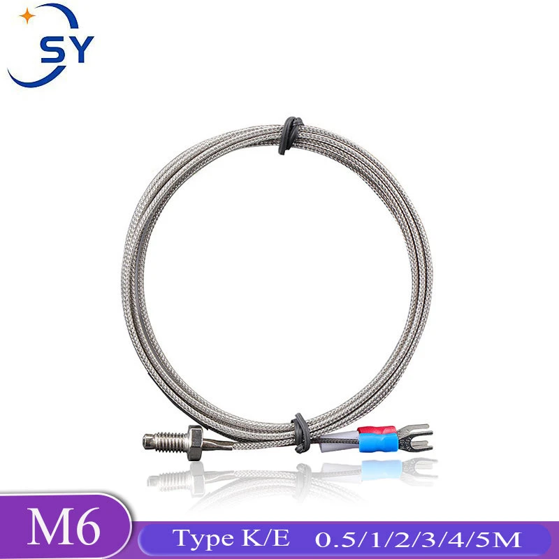 Thermocouple Thread M6 Screw 0.5/1/2/3/4/5M Type K/E 0-600°C ...
