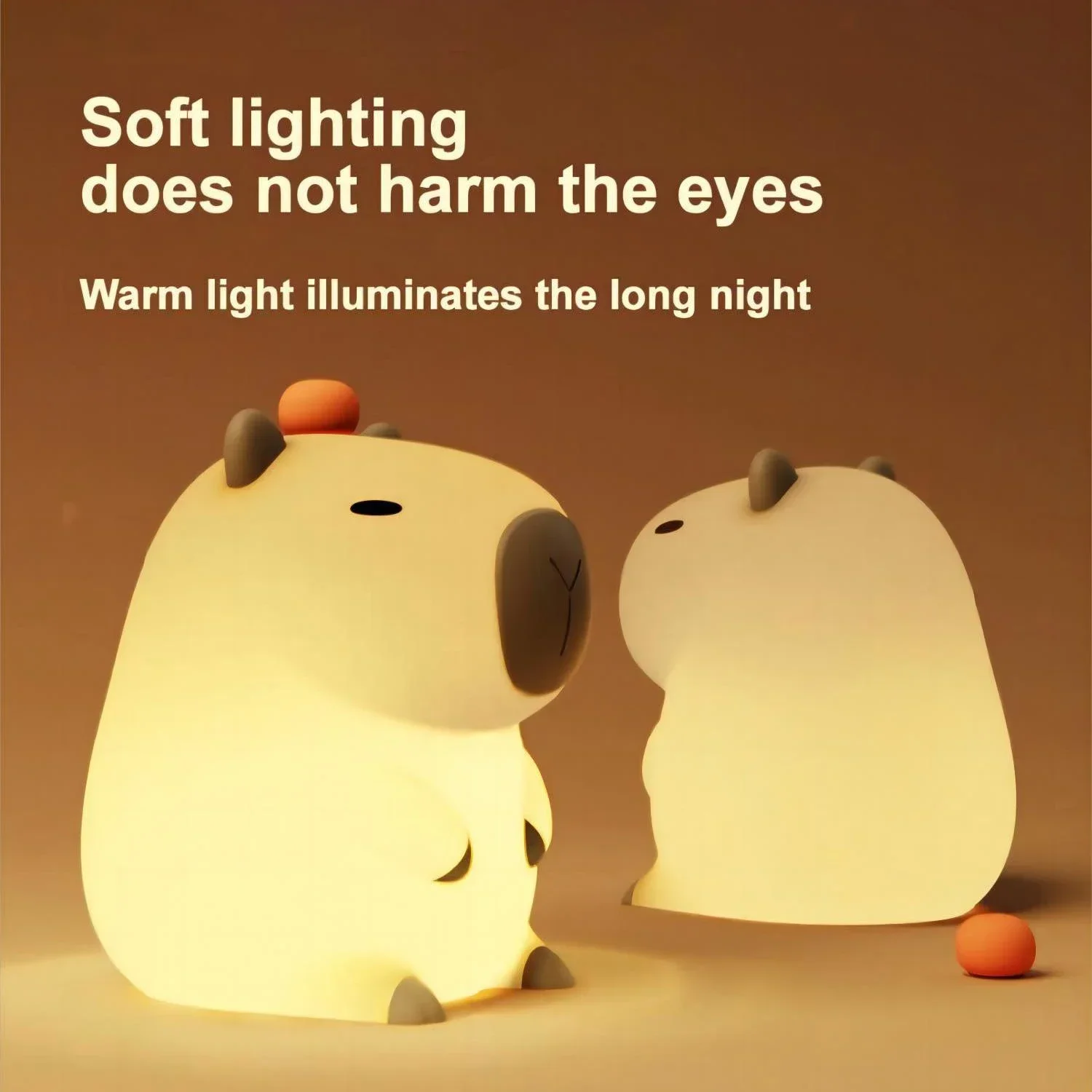 Cute-Cartoon-Capybara-Silicone-Kids-Night-Light-USB-Rechargeable-Timing ...