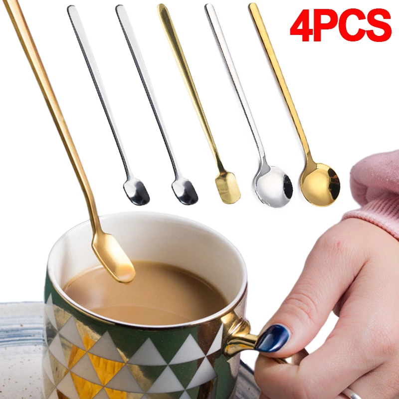 Creative-Dessert-Coffee-Spoon-Small-Square-Head-Spoon-Gold-Stainless ...