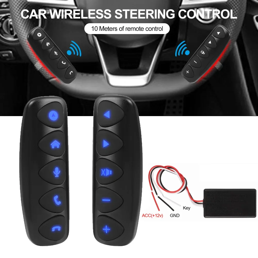 10 Keys Wireless Steering Wheel Control Button for Car Radio DVD GPS ...