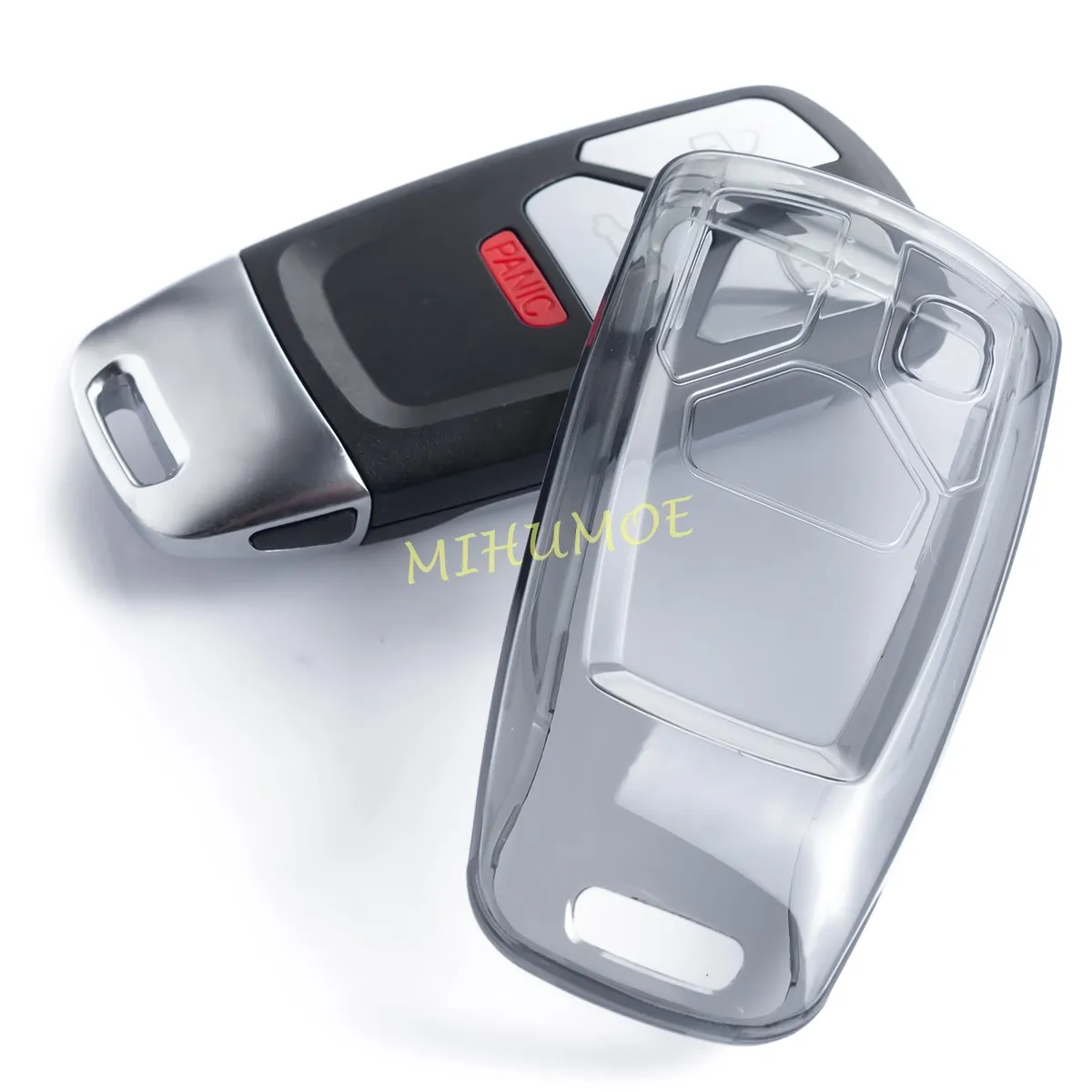 Black Transparent Key Fob Case Cover Holder For Audi A4 B9 A5 Q5 ...
