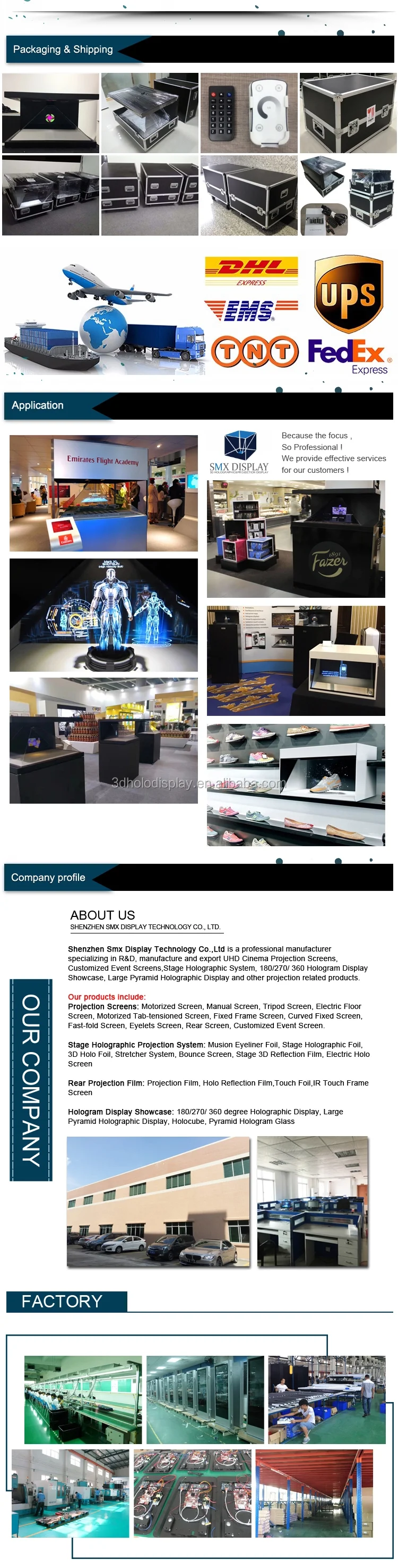 Holographic Projection Screen 3D Hologram Advertising Showcase Pyramid ...