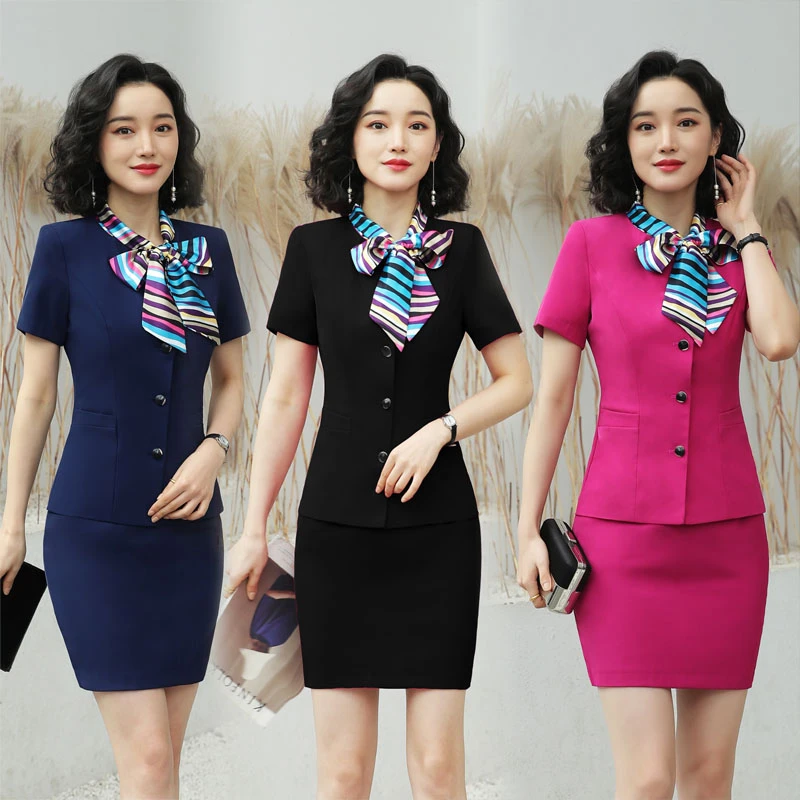 Traje de azafata de manga corta para verano, uniformes de trabajo para ...