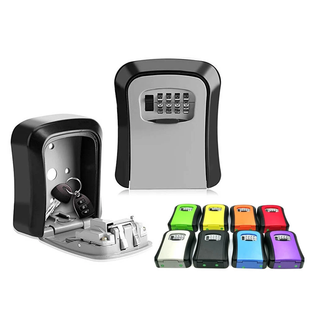 New-Wall-Mount-Key-Lock-Box-4-Digit-Password-Code-Security-Lock-No-Key ...