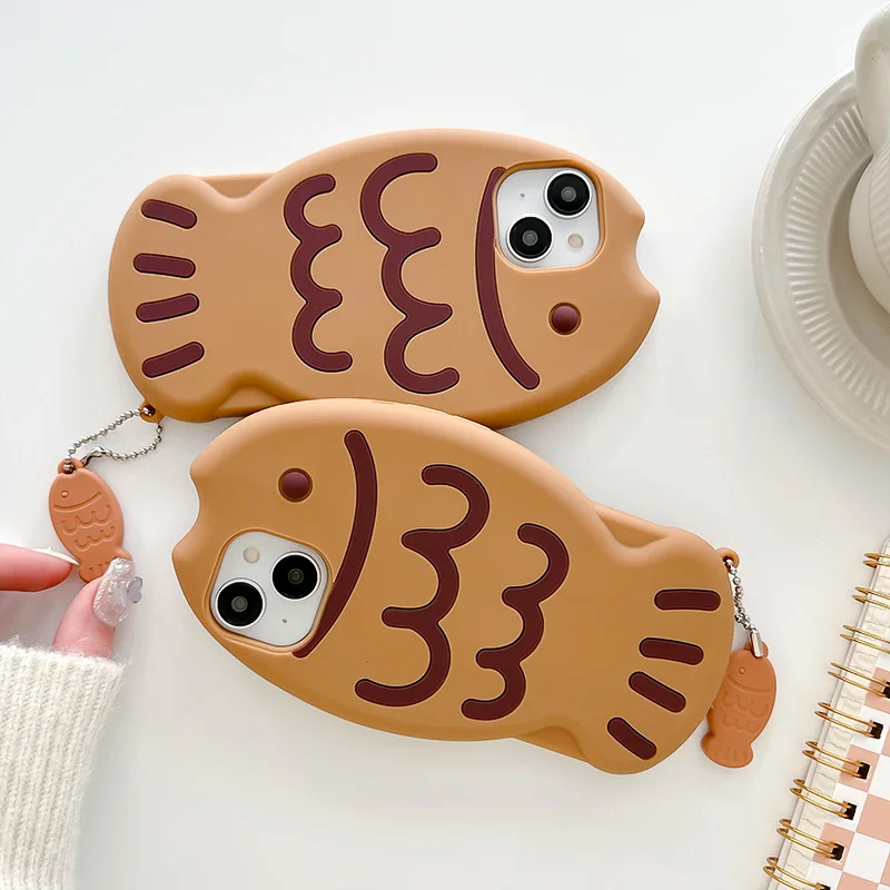 Cute-Cartoon-Animal-3D-Taiyaki-Fish-Phone-Case-For-iphone-15-14-13-12 ...