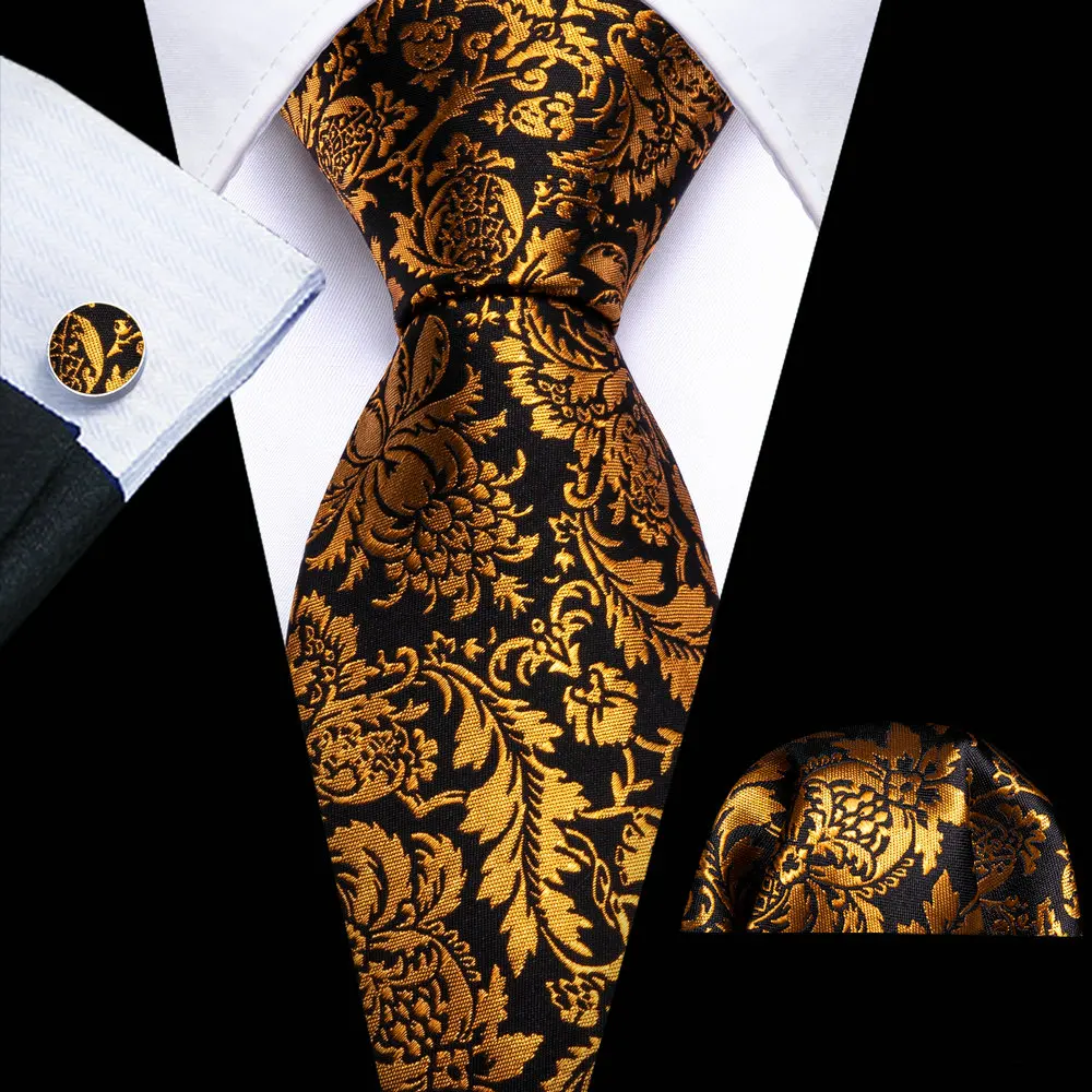 Barry-Wang-gravata-de-seda-floral-masculina-len-o-Jacquard-abotoaduras ...
