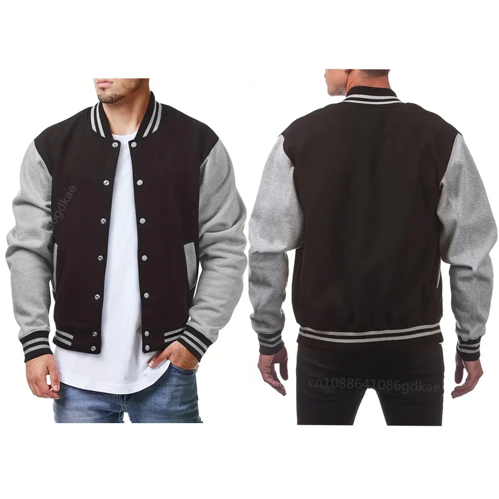 2024 Baseball Jackets Coat Autumn Solid Casual Regular Rib Sleeves Wool ...