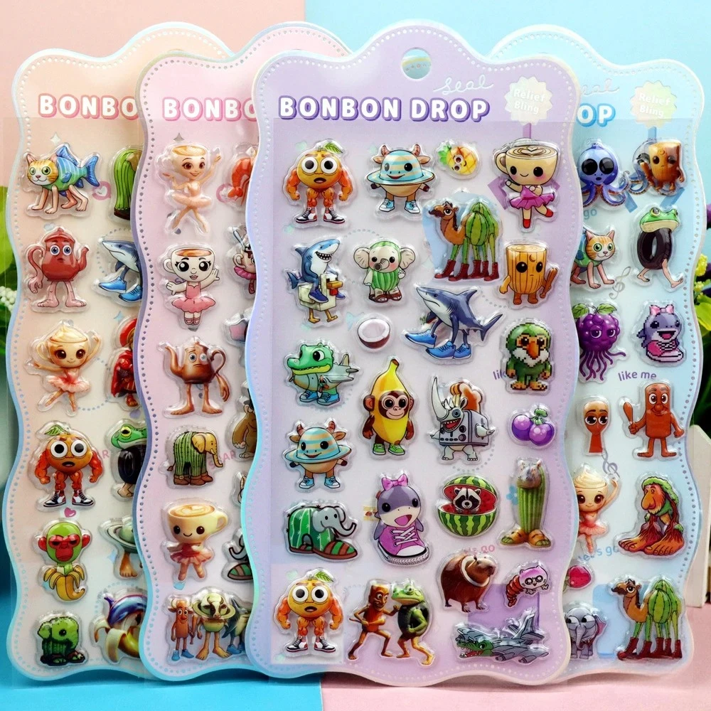 4pcs Italian Brainrot 3D Relief Stickers Tung Tung Tung Sahur Funny ...
