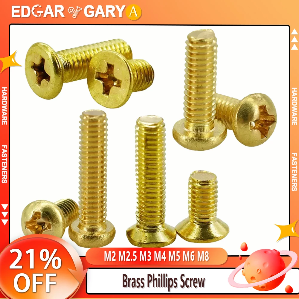 M2-M2-5-M3-M4-M5-M6-M8-Brass-Phillips-Screw-Metric-Threaded-Bolts-Cross ...