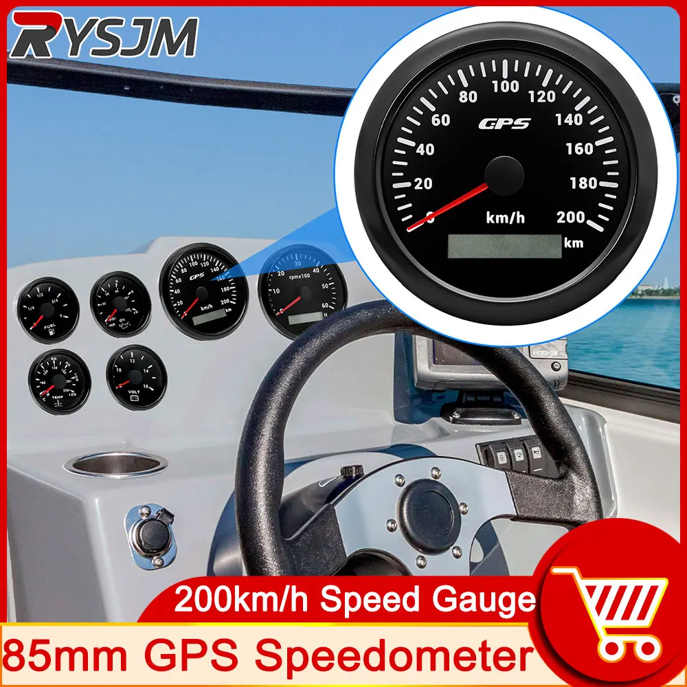 HD-200-Km-h-85mm-Universal-GPS-Speedometer-Odometer-Speed-Gauge-with-7 ...