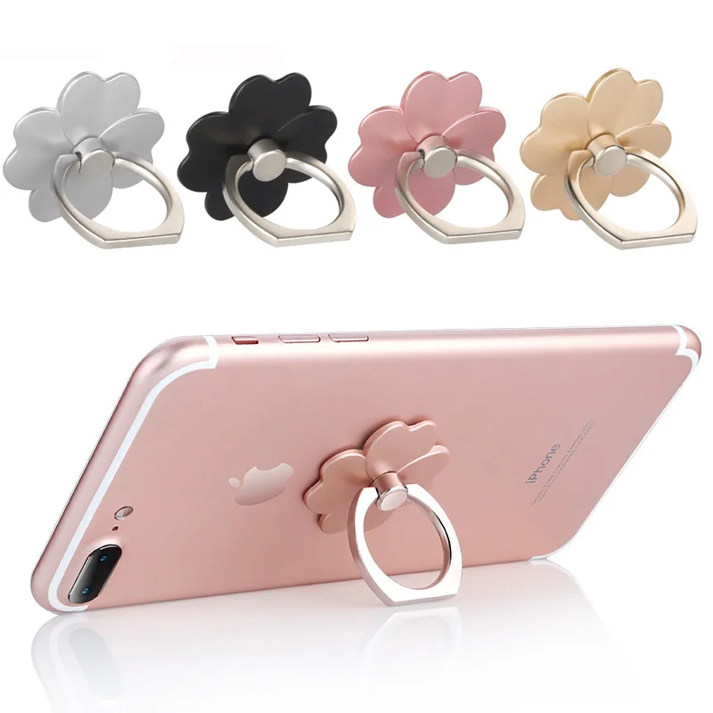 Ring-Phone-Holder-Four-leaf-Clover-Metal-Ring-Buckle-Back-Paste-Mobile ...