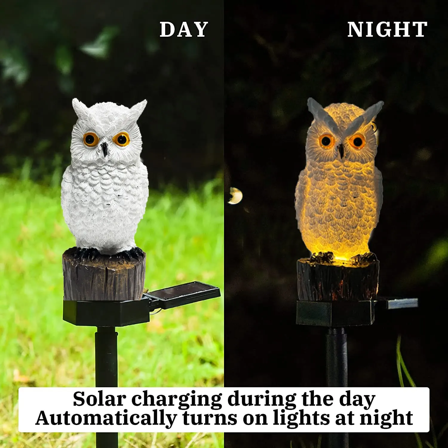 Garden Solar Light Outdoor Decor Resin Owl Solar LED Light with Stake ...