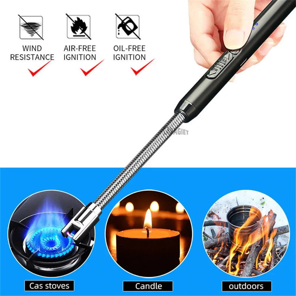 Long-Kitchen-USB-Electric-Lighter-Gas-Stove-Cooking-Flameless-Plasma ...
