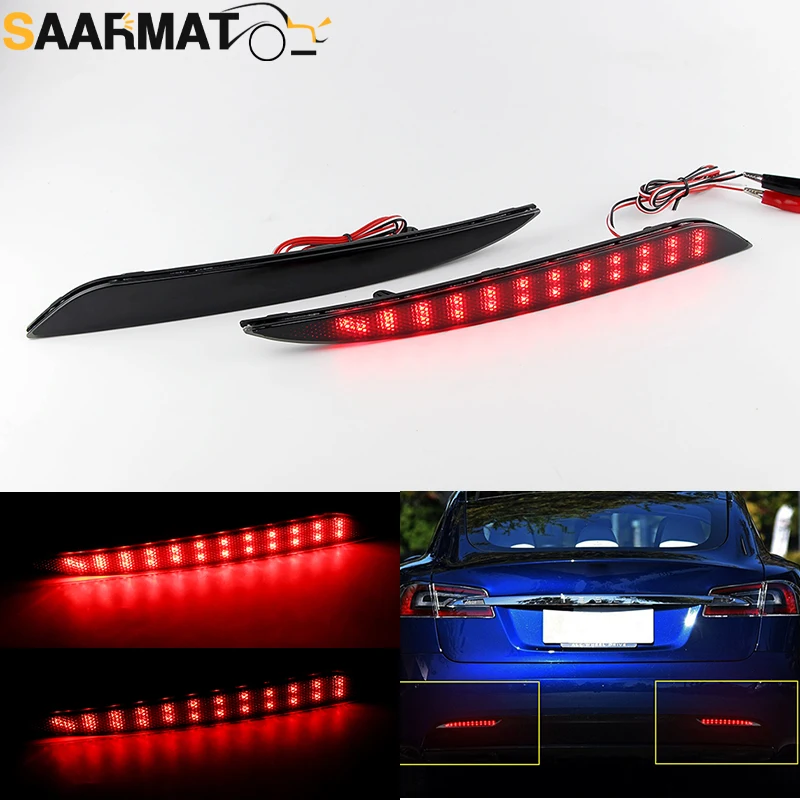 2PCS LED Rear Bumper Reflector Tail Brake Stop Light For Tesla Model S ...