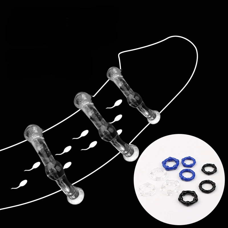 3pcs Cock Ring Penis Extension Lock Sperm Rings Sex Toys for Men Delay Ejaculation Chastity Cage ...